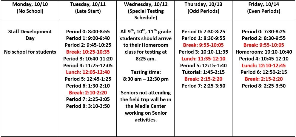 Bell Schedule | Woodbridge High School